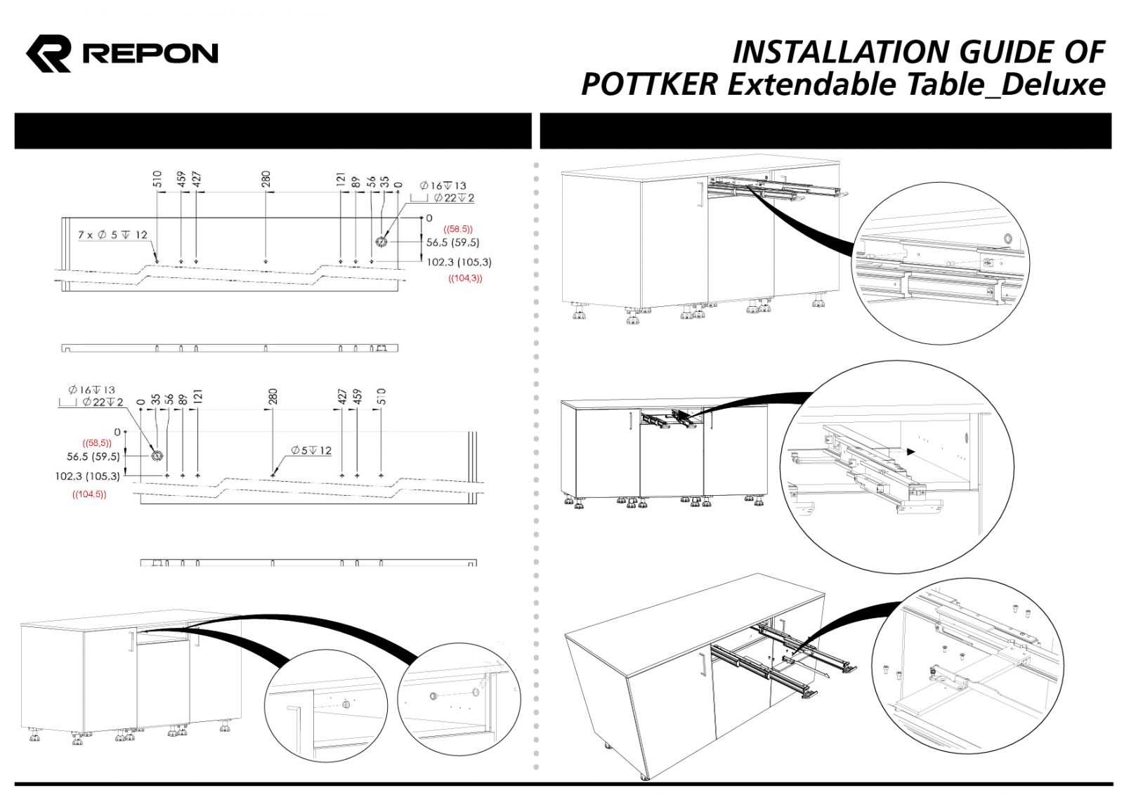 REPON Total Solution - Pottker Extendable Table (Economy) - REPON SLIDES